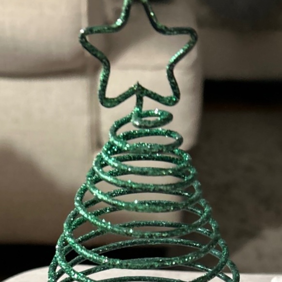 Holiday | Vintage Green Metallic Christmas Tree Wire Swirl Spring 7 ...